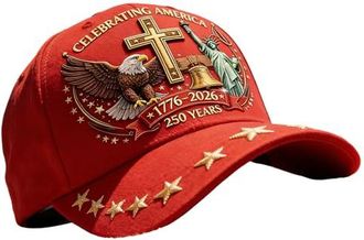 Generico Casquette de baseball Eagle - Bonnet brod&eacute; avec sangle r&eacute;glable, chapeau patriotique souvenir num&eacute;ro 250, m&eacute;lange de coton durable | Utilisation quoti