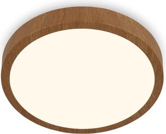 Briloner Leuchten - Deckenlampe LED, Deckenleuchte Holz, warmwei&szlig;es Licht, Aufbaulampe, Aufbauleuchte, Holzoptik, &Oslash;380x50 mm, 3725-014, Holzfarben
