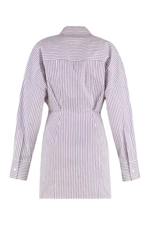 The Attico Womens Striped Cotton Shirtdress Pink Dress