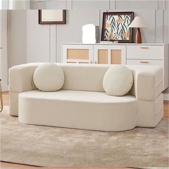 Generic Faltbares Kompressionssofa, multifunktionales Kompressionssofa, bietet Lordosenst&uuml;tze und reduziert Erm&uuml;dung, waschbarer Bezug, for Wohnzimmer(Blanc,1
