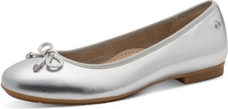 Tamaris Comfort Damen Ballerinas aus Leder mit Schleife, Silber (Silver), 39 EU