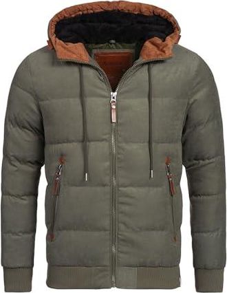 Indicode Hommes Adeline Winter Jacket | Veste dhiver avec capuche doubl&eacute;e Forest XXL