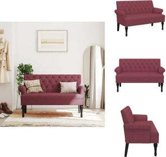 vidaXL Sitzbank mit Rückenlehne Weinrot 120x62x75,5 cm Stoff - Bank - Bänke - Sitzbank - Innenbank