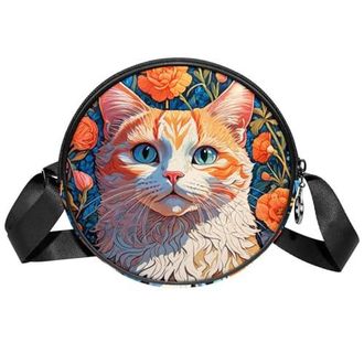 Generic Sac &agrave; bandouli&egrave;re rond pour femme, petit sac &agrave; bandouli&egrave;re avec fermeture &eacute;clair, bretelles r&eacute;glables, sac &agrave; main rond d&eacute;contract&eacute; pour femmes et fill