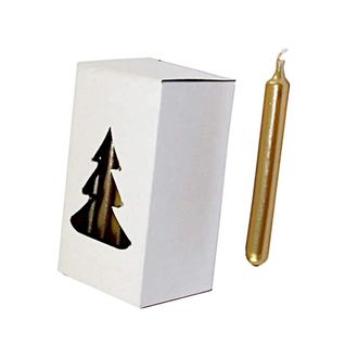 Kaheku Baumkerze Forte, 20 St&uuml;ck je Box, Farbe Gold, Durchmesser 1,2 cm / H&ouml;he 10 cm, Material Paraffin, ca.1,5 Stunden Brenndauer