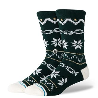 Stance Break The Season Crew Socks Pine Black Patterned Calf Socks, kiefer, L