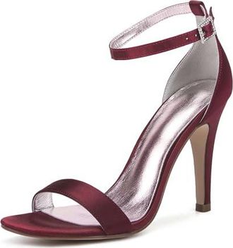 Generic Mari&eacute;e Hauts Talons Sandales Chaussures De Mariage Sexy Open Toe Bureau Travail Soir Talons Hauts 10.5Cm,Burgundy,42 EU