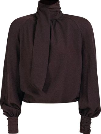 Rowen Rose Bluse mit Schluppe - Braun