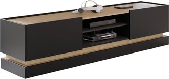 Mirjan24 TV-Lowboard Zarpant 200 2K, TV Schrank mit 2 Ablagef&auml;cher und 2 T&uuml;ren, Fernsehschrank, Fernsehtisch, Unterschrank (Schwarz/Eiche Cremona)
