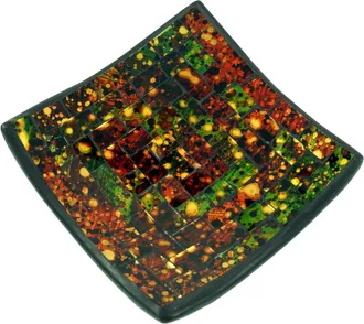 Guru Shop Eckige Mosaikschale, Untersetzer, Dekoschale, Handgearbeitete Keramik & Glas Obst Schale, Schwarz, 2x15x15 cm