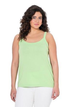Ulla Popken D&eacute;bardeur Spaghetti pour Femme Grandes Tailles Grande Taille Col Rond M&eacute;lange Modal sans Manches, Vert, 54-56