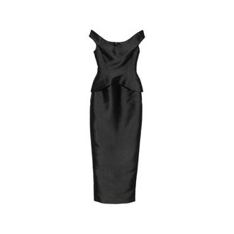 Solace London Pieta Off-shoulder Peplum-waist Maxi Dress