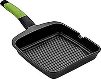 Bra Prior | Rotisserie-Grill mit Streifen, Aluminiumguss mit klassischer Antihaftbeschichtung, 22 cm, für alle Herdarten geeignet, auch Induktion