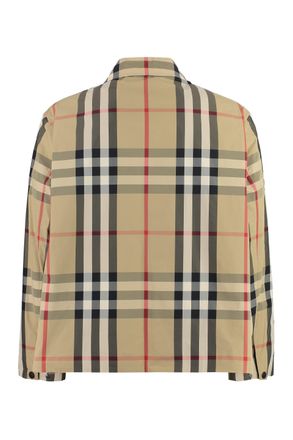 Burberry Mens Checked Jacket Beige Polyamide Raincoats Coat