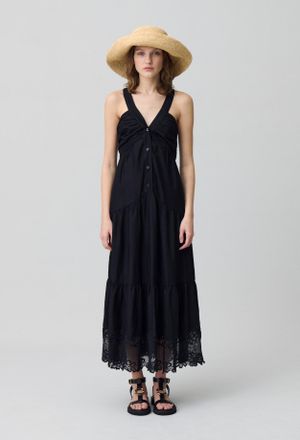 Claudie Pierlot Robe longue broderies fleurs