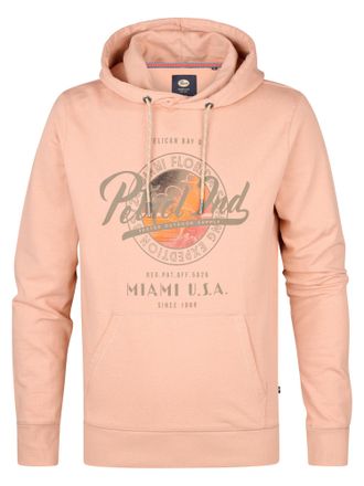 Petrol Industries Unisex Men Hooded Print Sweater, Dusty Peach, Large
