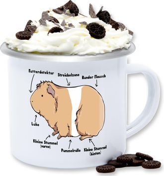Shirtracer Emaille Tasse Blechtasse - Statement Sprüche - Meerschwein Anatomie I Meerschweinchen I Geschenk Meerschweinchen Liebhaber - 300 ml - Weiß Silber - ge