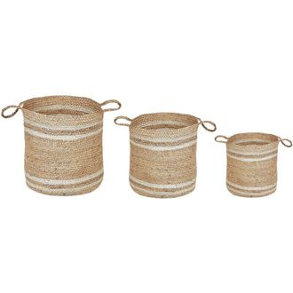 Beliani Aufbewahrungskorb 3er Set ZHOB Jute Naturfarben