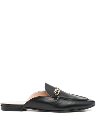 Twin-Set chaussons Oval T en cuir - Noir