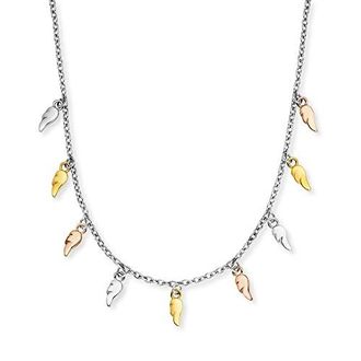 Engelsrufer Collier pour femme en argent sterling avec 9 ailes flottantes tricolores - Fermoir mousqueton - Réglable en deux longueurs - Sans nickel, 40 cm, Argen