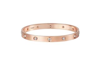 Cartier 18 ct Rose Gold 10 Diamond Love Bracelet Size 17