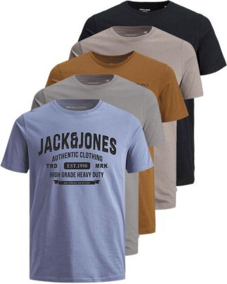 Jack & Jones Print-Shirt Bedrucktes T-Shirt aus Baumwolle (5er-Pack)