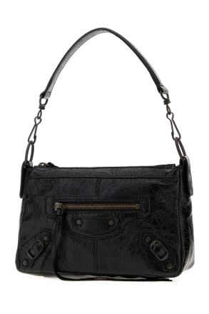 Balenciaga Womens Black Leather Mini Le City Moto Shoulder Bag Borse A Mano