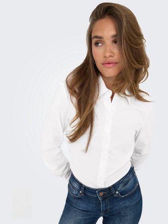 Only Langarmbluse ONLEBIE LS SLIM-FIT SHIRT WVN Baumwollmischung, slim fit