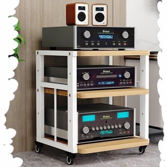 Generic HiFi-Rack, AV-Medienst&auml;nder Mit Rollen, 3/4/5-stufiger Audio-Video-Regal Verst&auml;rker Rack, Holz-Stereoschrank, Verstellbare Regale, CD-Player-St&auml;nder F