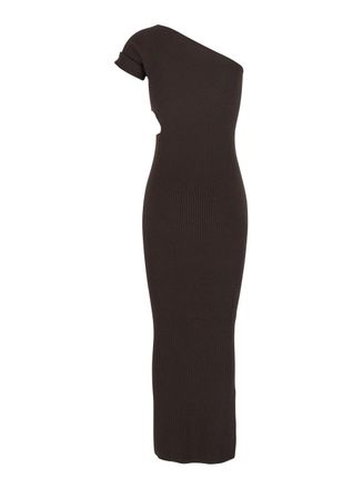 Max Mara Womens Brown Long Dress With Cut-Out Design Viscose