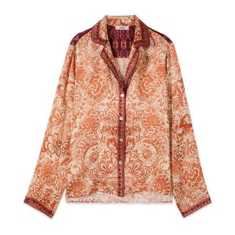 Oltre Femme, Blouses et Chemises, Orange, Taille: 46 FR Chemise en satin de viscose &agrave; motifs