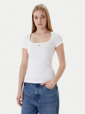 Tommy Jeans T-Shirt DW0DW21837 Wei&szlig; Slim Fit