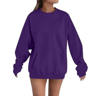 Generic Sweatshirts pour femmes UK Sweatshirts UK pour femme UK couleur unie surdimensionn&eacute; haut col rond manches longues automne hiver d&eacute;contract&eacute; confortabl