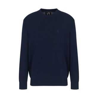 A|X Armani Exchange Pullover mit Logo-Stickerei - - Knitwear - Herren - Blau - XS