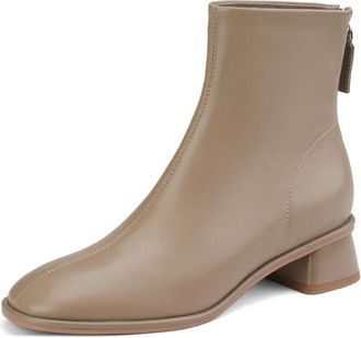 SJJH Bottines &agrave; cheville pour femme - Fermeture &eacute;clair arri&egrave;re - Bottes carr&eacute;es &eacute;l&eacute;gantes - Parfaites pour les pantalons et les robes - Talon de 4 cm, Apri