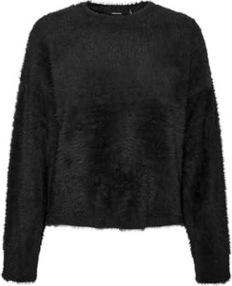 Vero Moda Vmalina Ls O-Neck Boxy Pull Boo Tricot, Noir, XS Femme