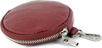 modamoda.de P10 / P08 Damen Leder Rauleder Geldb&ouml;rse M&uuml;nzgeldb&ouml;rse Taschenanh&auml;nger &oslash; 11,5 cm handmade in Italy, Farbe:Purpurrot