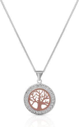 Zeeme Silber Halskette Silber 925 zweifarbig mit Lebensbaum-Motiv