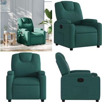 vidaXL Relaxsessel Dunkelgr&uuml;n Stoff - Komfortsessel - Relaxsessel - Fernsehsessel - Lounge Chair - Beistelltisch - Home & Living