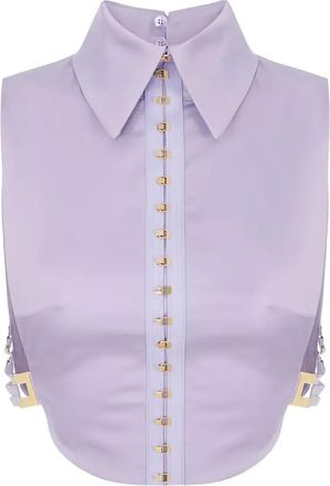 Elisabetta Franchi plastron en coton &agrave; col de chemise - Violet