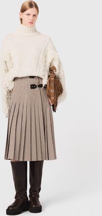 Maje Plissierter Midirock Mit Karomuster - Braun - Maje