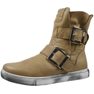 Andrea Conti Damen Stiefelette flach Biker Boot aus Leder mit Schnallen 0344630, Gr&ouml;&szlig;e:42 EU, Farbe:Beige