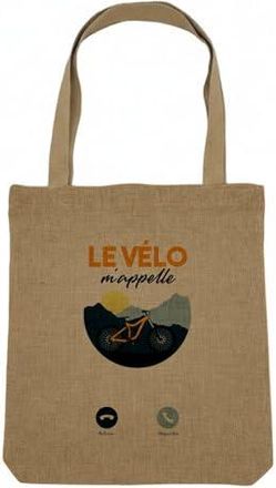 Fabulous Sac Shopping Tote Bag Aspect Lin - Le V&eacute;lo MAppelle VTT Cyclisme Passion - Sac de Courses Toile Epaisse 360g Beige Naturel Cabas Port&eacute; Epaule Solide I