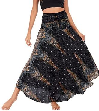 Feoya Jupe Longue Fluide Maxi Bohème Hippie Ample Confortable