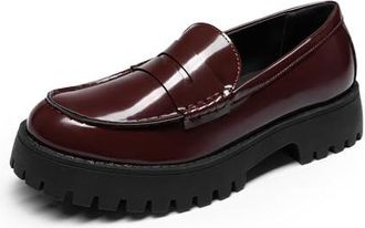 Dream Pairs Mocassins &agrave; semelle &eacute;paisse pour femme - Confortable &agrave; enfiler - Style habill&eacute; - Style d&eacute;contract&eacute; - Pour le travail, le bureau, bordeaux, 37.5 EU