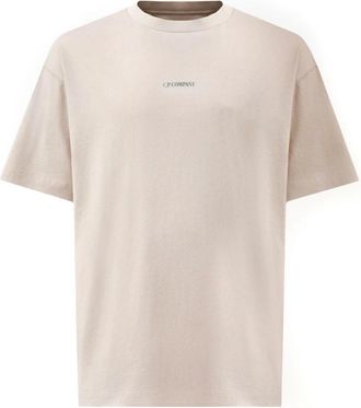C.P. Company C.p. Company, Homme, Tops, Beige, Taille: 2XL T-Shirt Logo Manches Courtes 30/1 Jersey