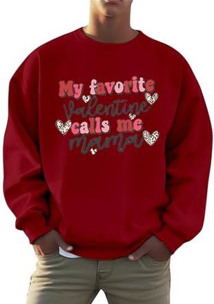 Generic 2026 - Sweat-shirt d&eacute;contract&eacute; &agrave; col rond pour homme et femme - Imprim&eacute; lettre, Rouge, 3XL