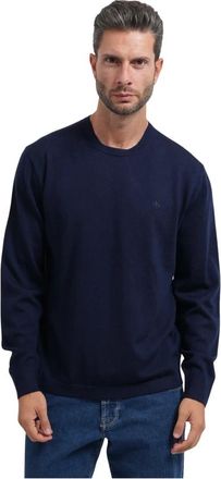 Calvin Klein Pull classique en laine m&eacute;rinos - Homme - Pulls - Bleu - Taille: M