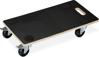 Relaxdays Transportroller Feststellbremse, 400 kg, Lenkungsrollen, Anti-Rutsch-Belag, HBT: 11,5 x 58 x 30 cm, schwarz