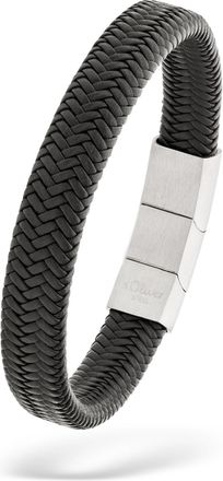 s.Oliver Herren Bracelet - Armband aus Echtleder - IP Grau - Verstellbar bis 22 cm - wasserfest & hautfreundlich
